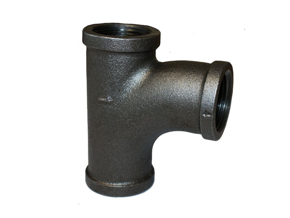 Malleable Iron Pitcher Tee BSP Pipe Fittings - Black